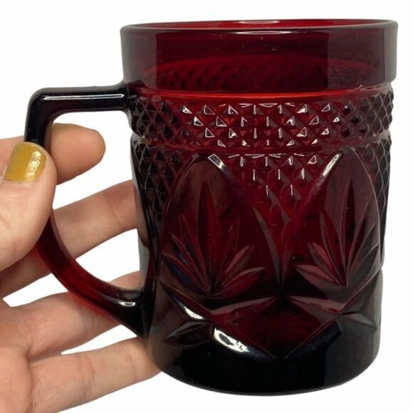 Arcoroc | Dining | Vtg Luminarc Arcoroc Ruby Red Diamond Cut Leaf Glass ...